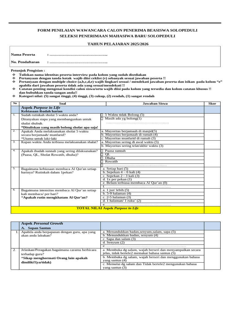 Form WW Anak Fiks | PDF