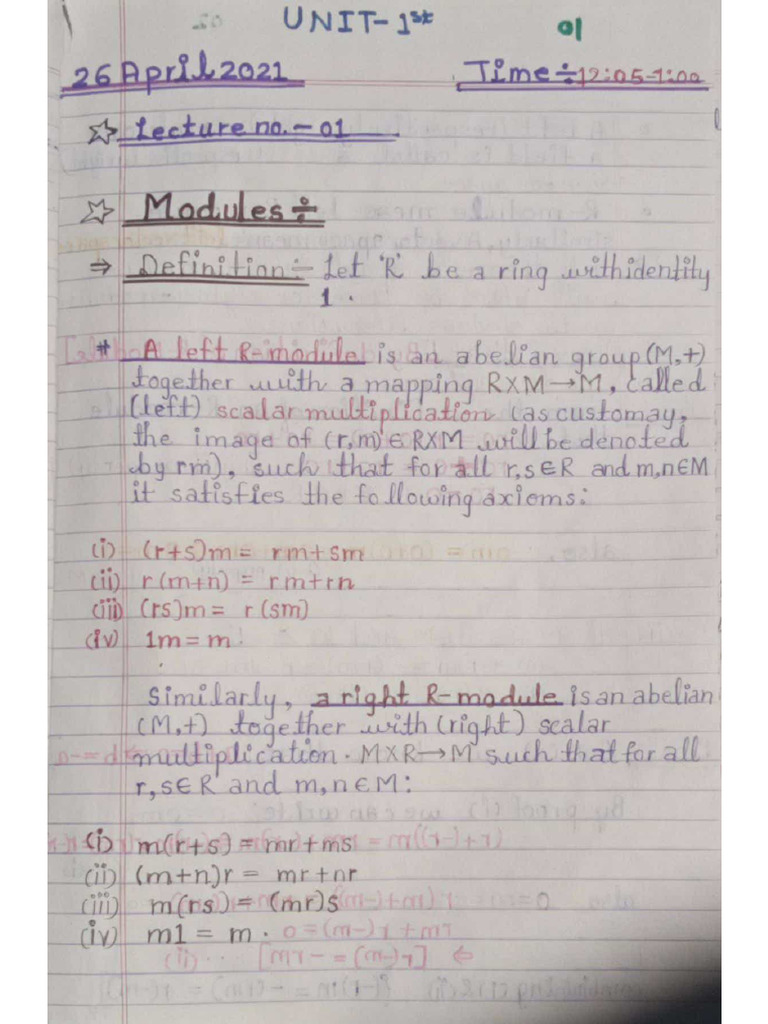 Module Theory Notes M.SC Maths Semester-2 | PDF