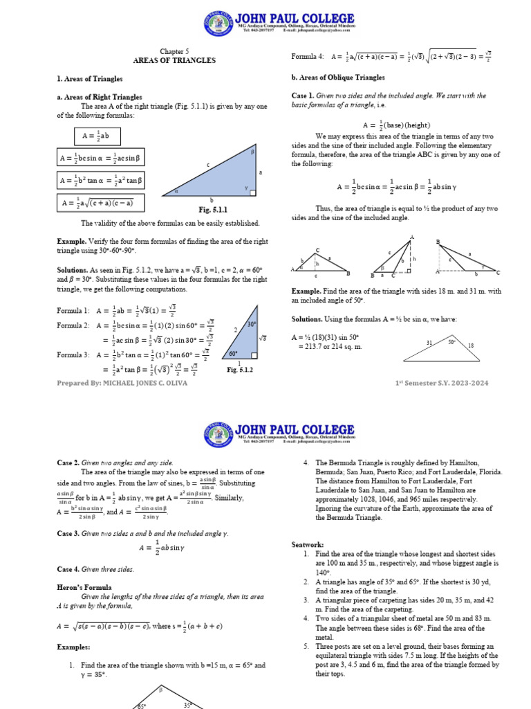 Area of Triangle | PDF