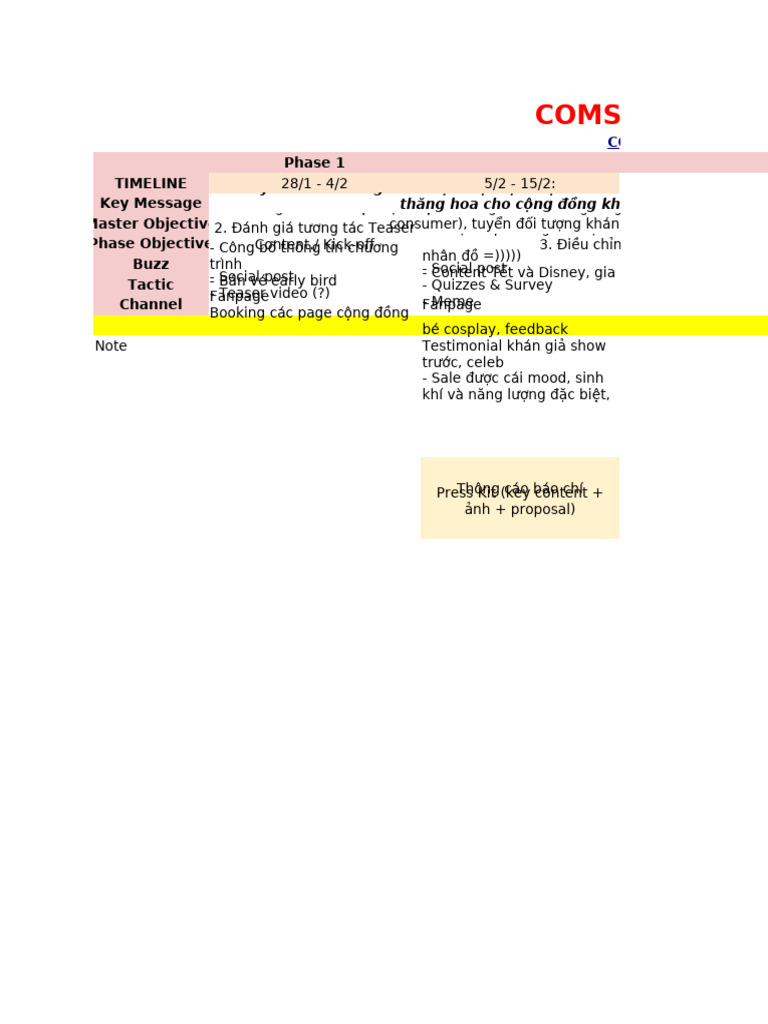 [Disney 101 in HN] Content Execution Plan | PDF