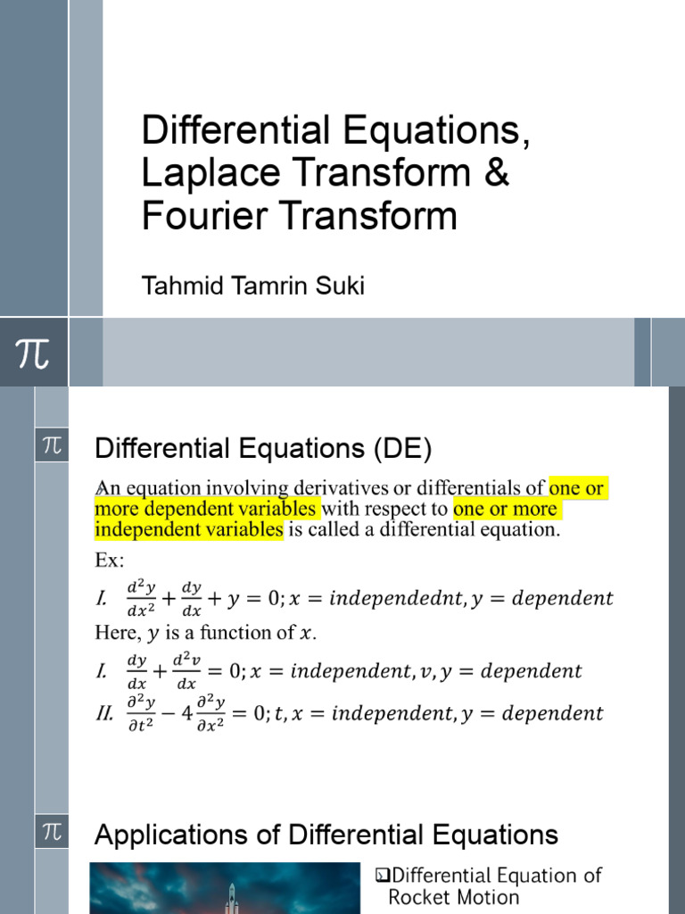 Differential Equations - Laplace Transform - Fourier Transform | PDF