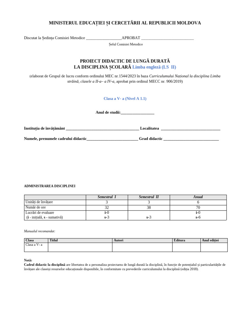 PLD - 5th Form Engleza | PDF