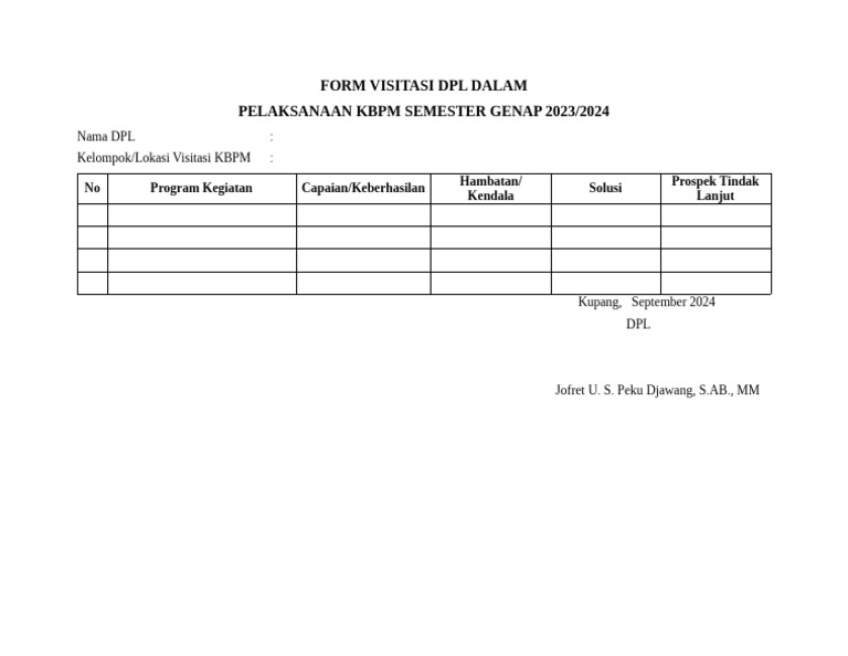 Form Visitasi KBPM | PDF