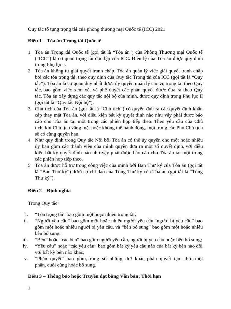 Quy Tắc Trọng Tài Icc | PDF