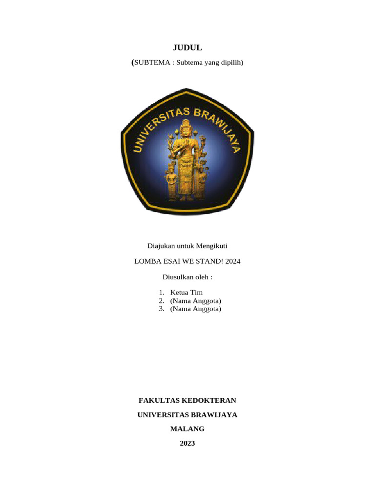 Template Lembar Judul Esai WE STAND! 2024 | PDF