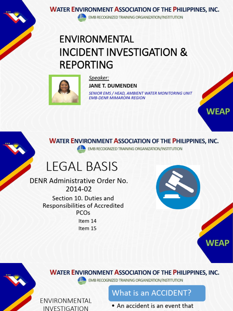 Environmental Incident Investigation and Reporting Jane Dumenden | PDF