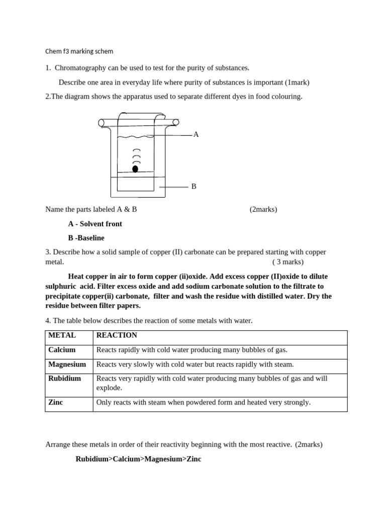 Chem f3 Marking Schem | PDF