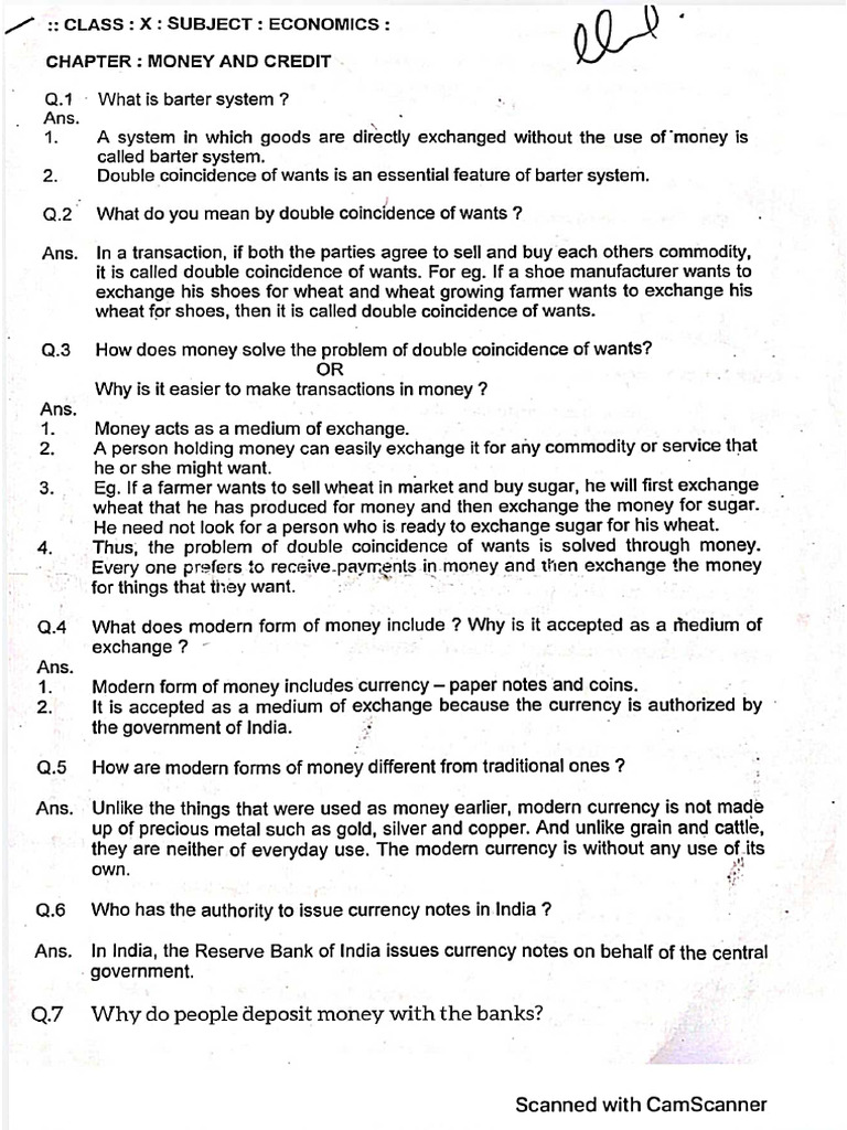 Notes - Money and Credit | PDF