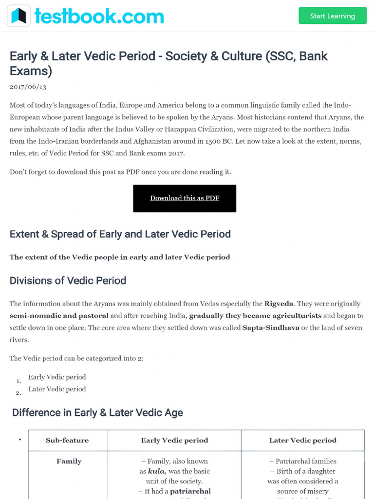 Early Later Vedic Period SSC Bank cb64bd82 | PDF