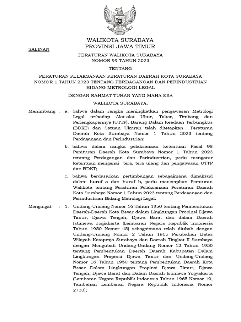 Perwali No 99 2023 | PDF