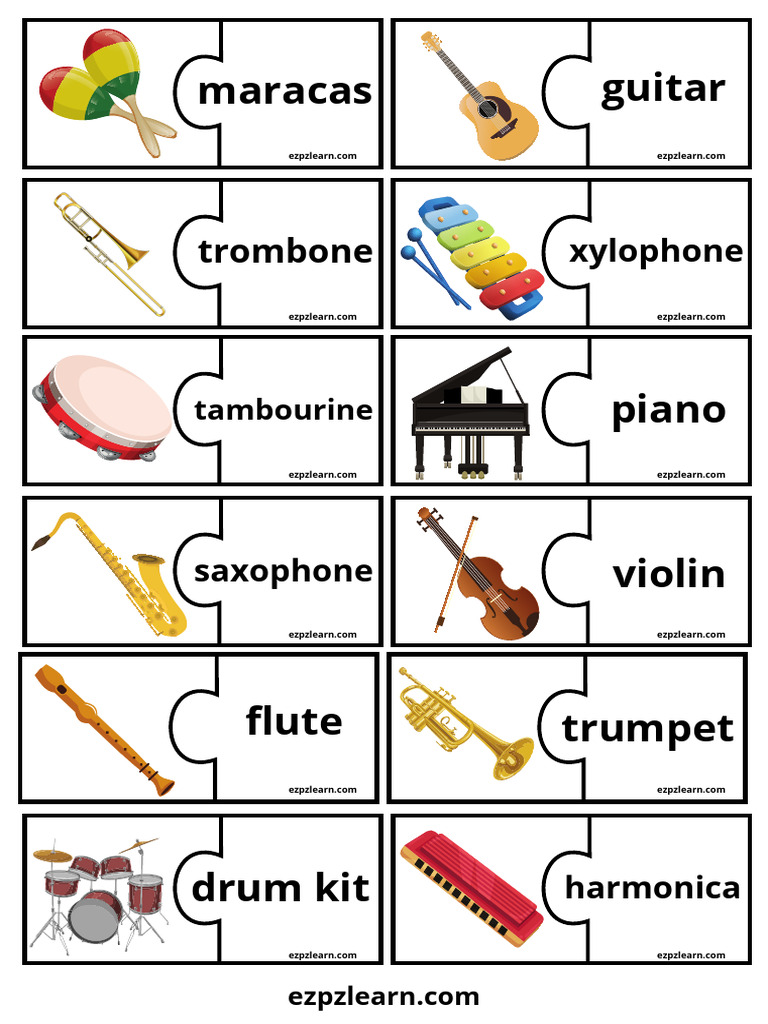 Musical Instruments puzzle match game | PDF