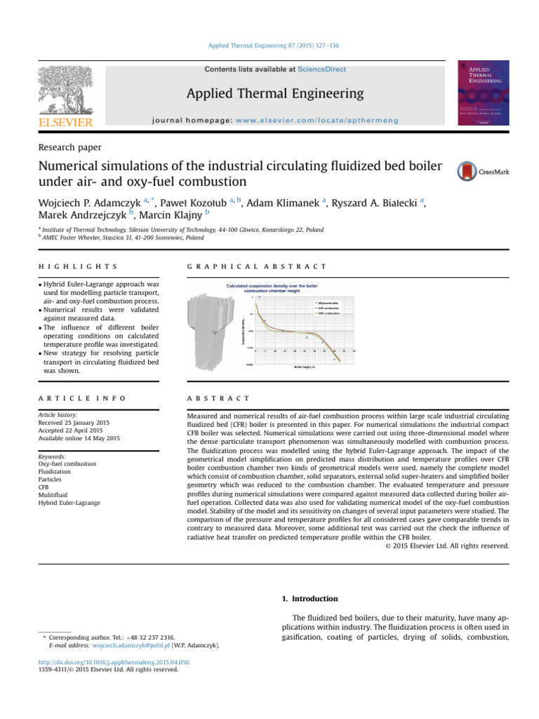 Numerical Simulations of The Industrial Circulating Fluidized Bed Boiler Under Air - and Oxy ...