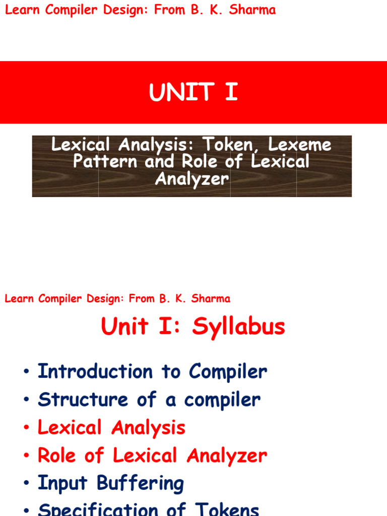 UNIT I BKS Lesson 3 Lexical Analysis and Role of Lexical Analyzer | PDF | Compiler | Computers