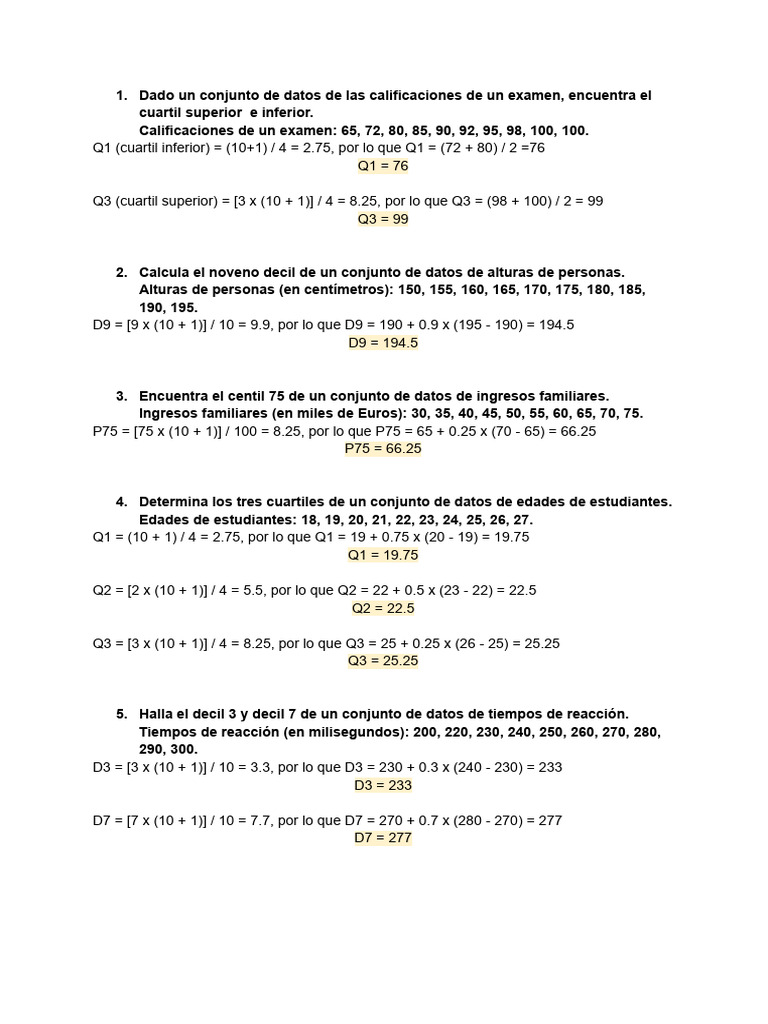 Alicia Tirado Piñero - Actividad, Deciles, Cuartiles | PDF