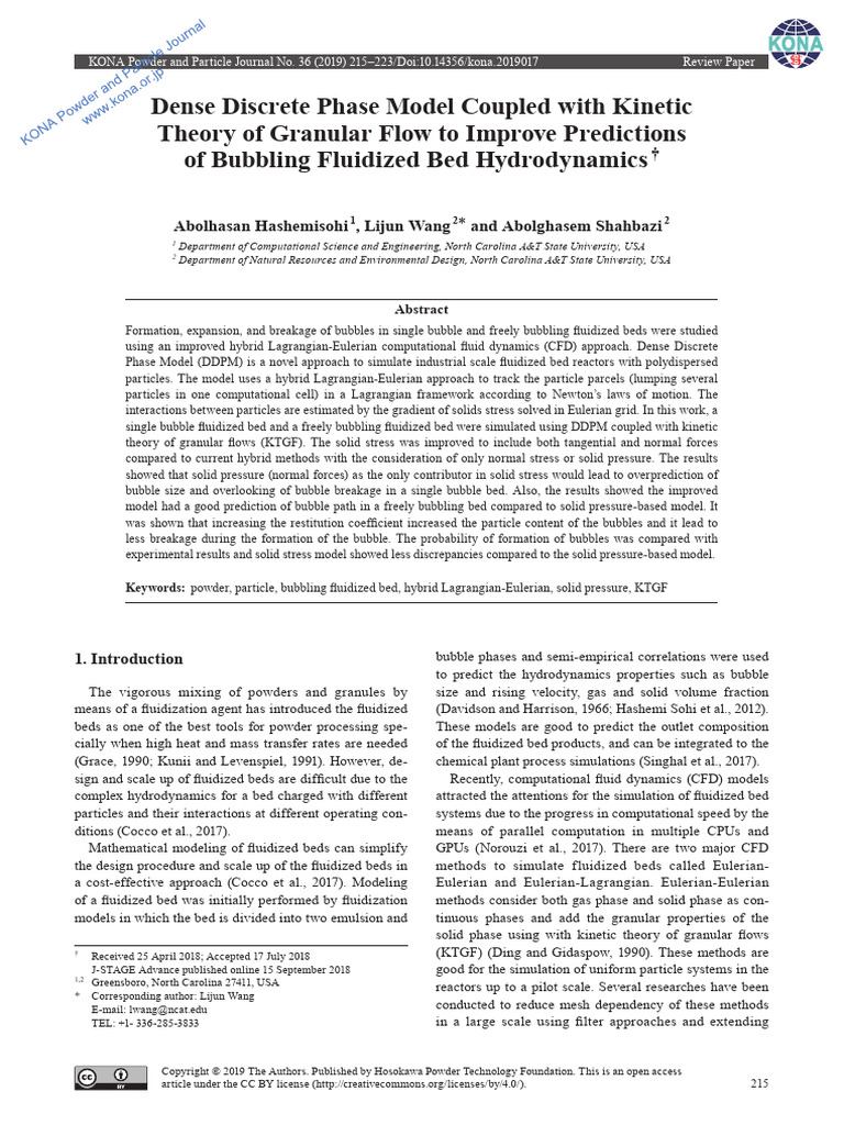 Dense Discrete Phase Model Coupled With Kinetic Theory of Granular Flow ...