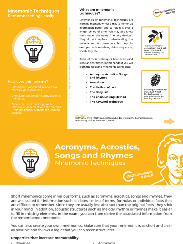 Mnemonic Techniques Guide | PDF | Mnemonic | Mitosis