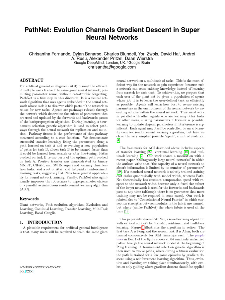Pathnet: Evolution Channels Gradient Descent in Super Neural Networks | PDF