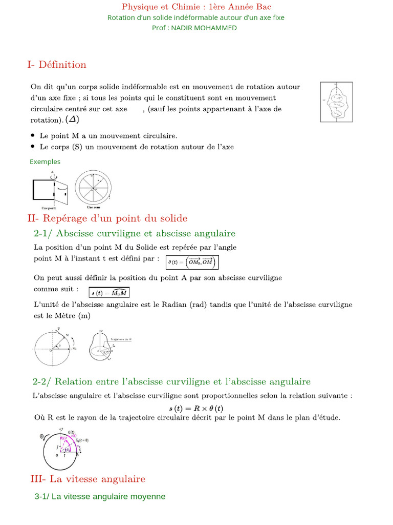 Rotation d'un solide autour d'un axe fixe | PDF
