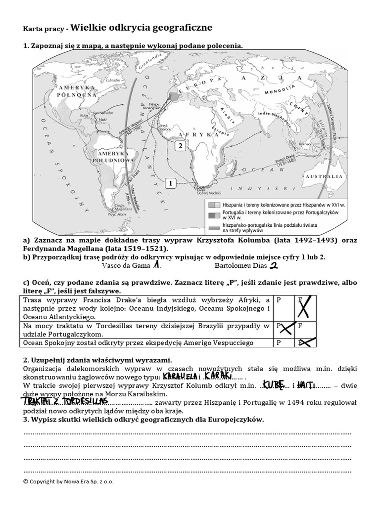 Edited Wielkie Odkrycia Geograficzne Karta Pracy-2 | PDF