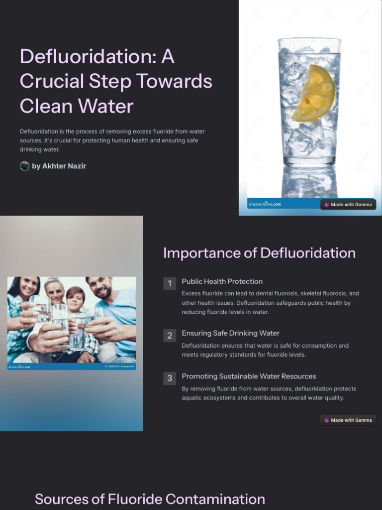 Defluoridation A Crucial Step Towards Clean Water | PDF