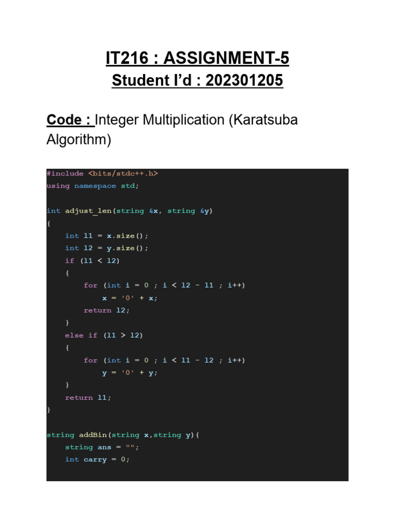 Karatsuba Integer Multiplication Algorithm Pdf Computer Architecture Mathematical Logic
