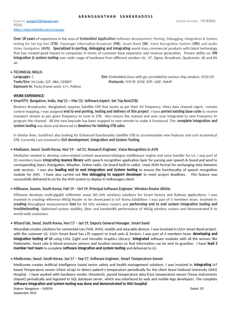 Aranganathan India Resume | PDF