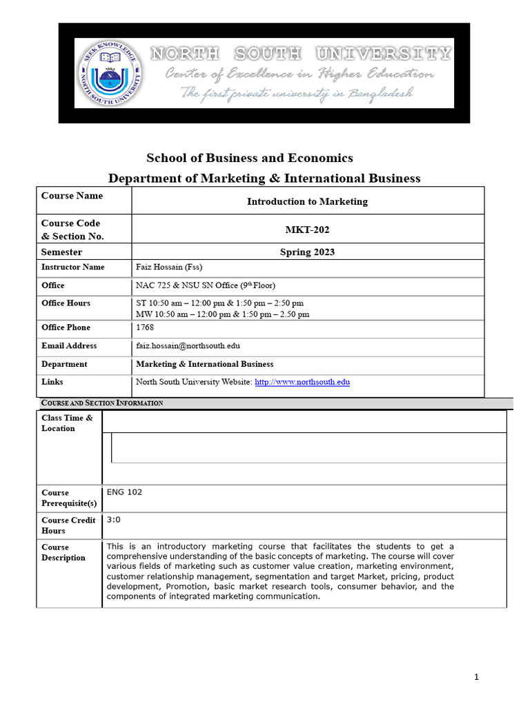 MKT 202 Course Outline | PDF