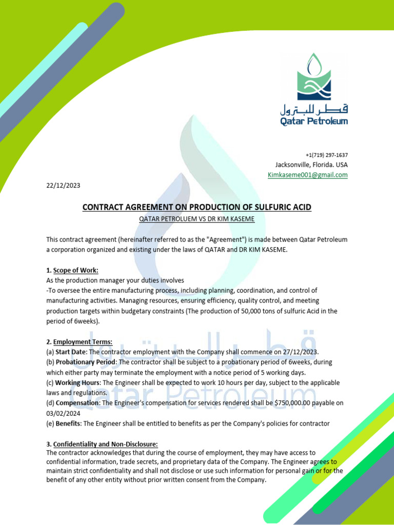 Qatar contract agreement. KIM | PDF