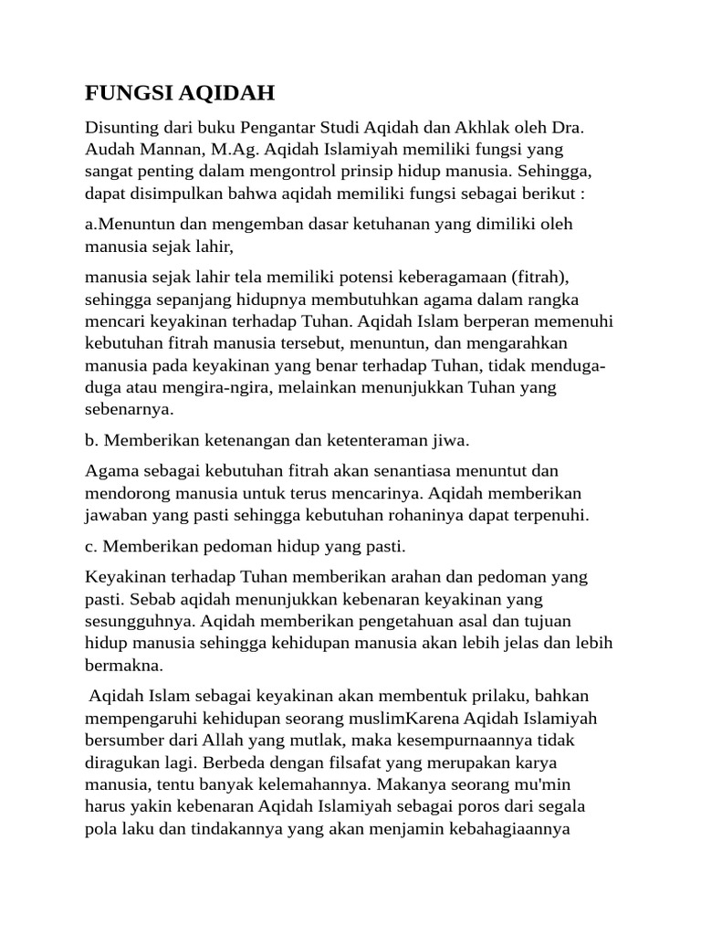 Fungsi Aqidah | PDF
