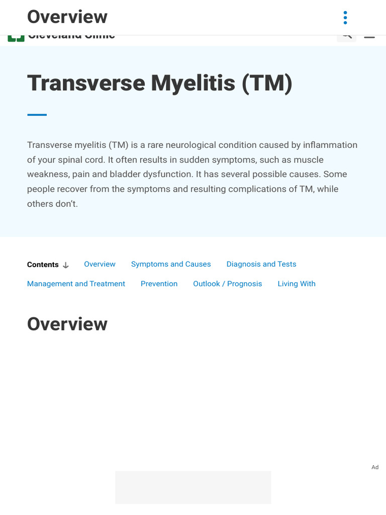 TransverseMyelitis (TM) Causes, Symptoms&Treatment 1725303354474 | PDF