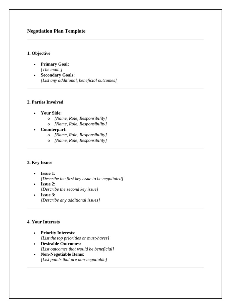 Negotiation Plan Template | PDF