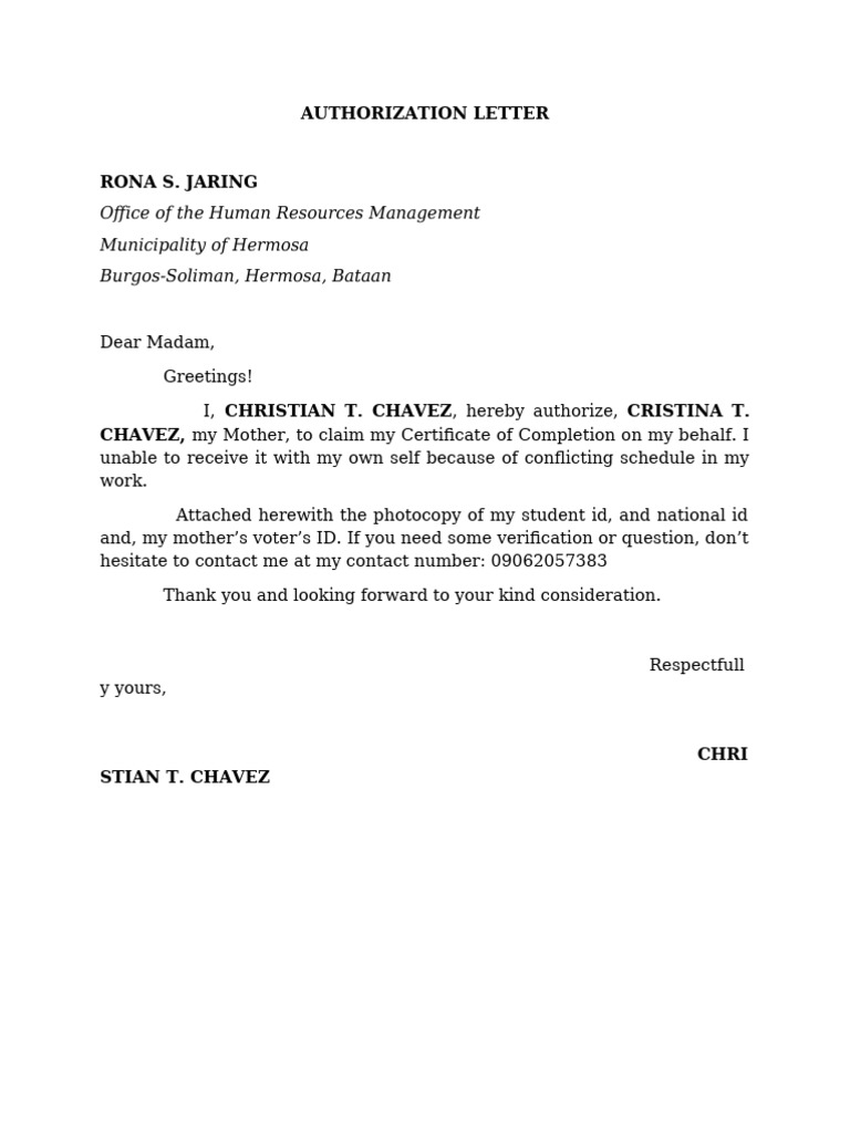 Authorization Letter - Jamaica 4PS | PDF