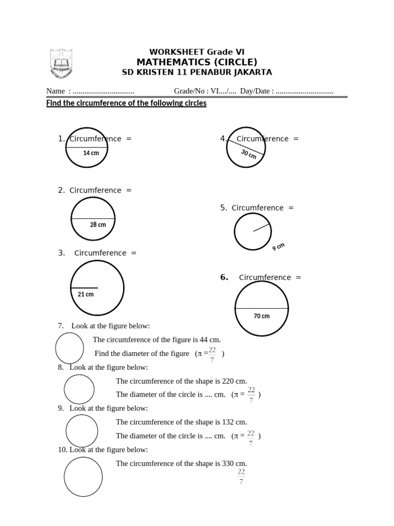 WS 2 - Circumference of Circle | PDF