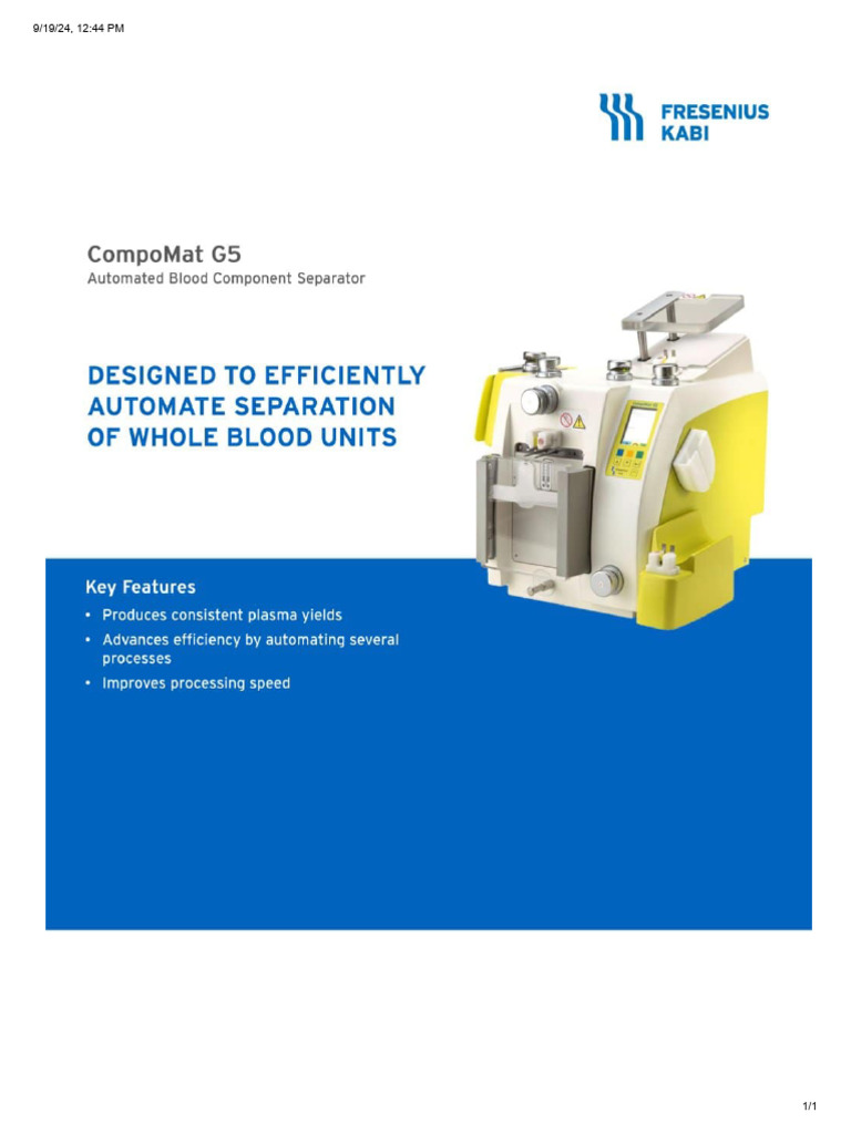 CompoMat G5 Automated Blood Component Separator | PDF