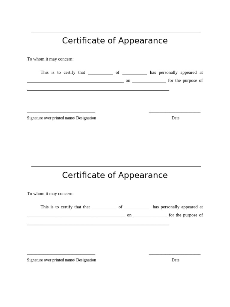 Certificate of Appearance New | PDF