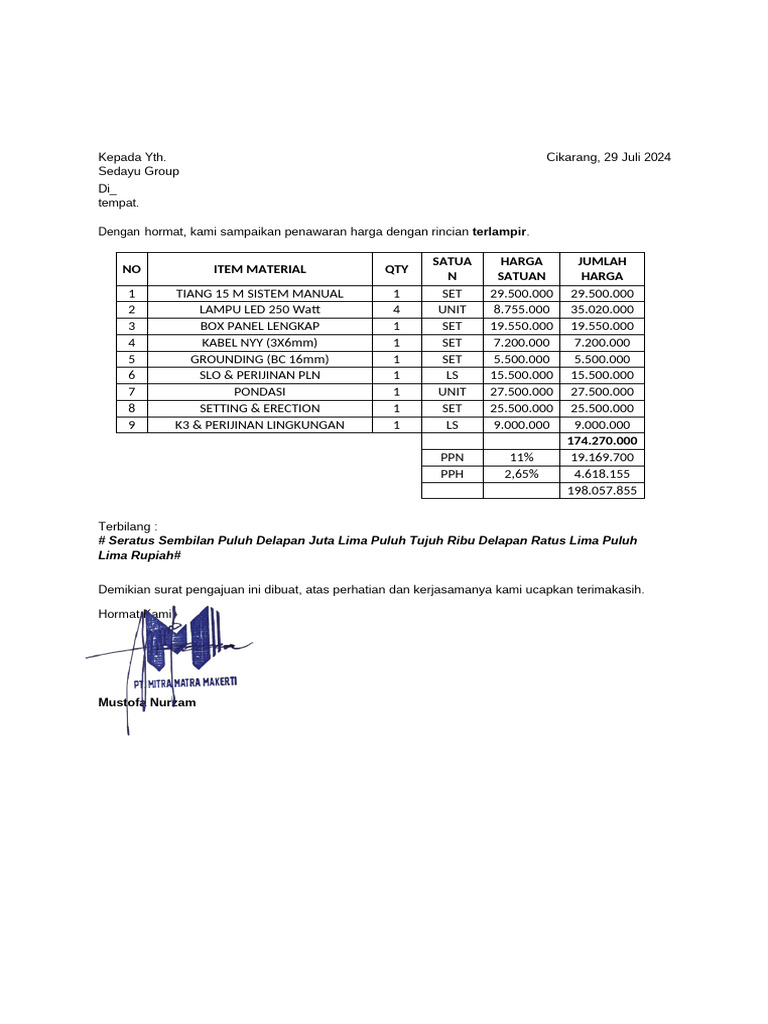 Contoh Penawaran | PDF