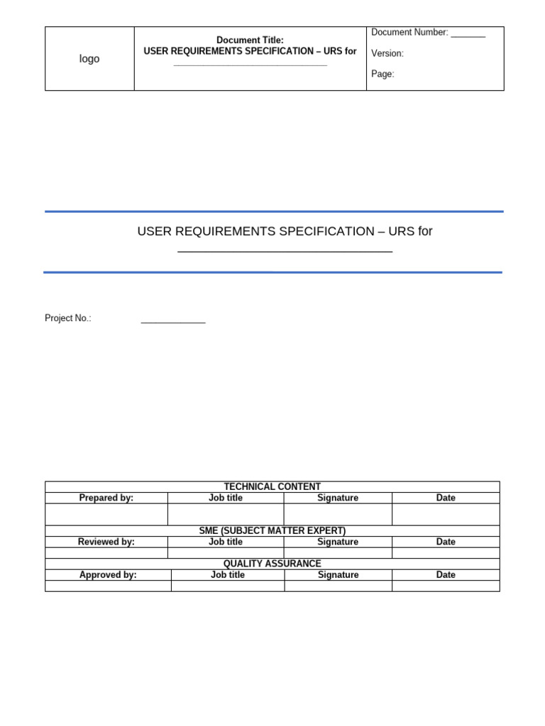 URS Template | PDF