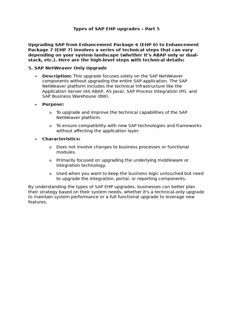 Types of SAP EHP Upgrades - Part 5 | PDF