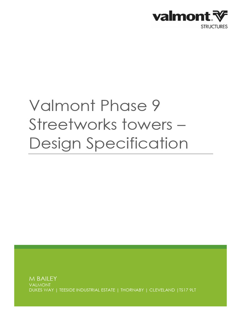 Valmont Phase 9 Streetworks Towers Design Specification | PDF