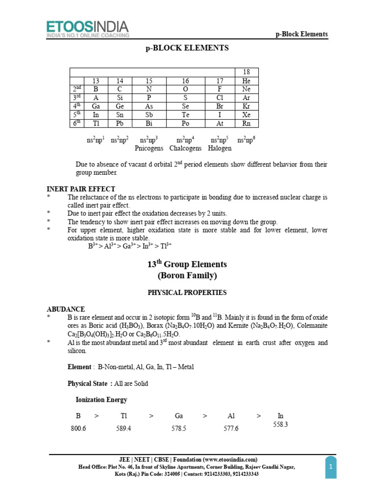 Group 13th Element - JH Sir PDF | PDF