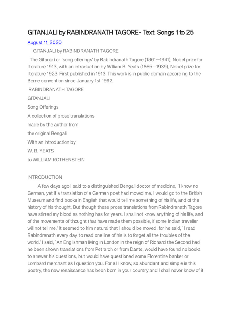 GITANJALI by RABINDRANATH TAGORE | PDF