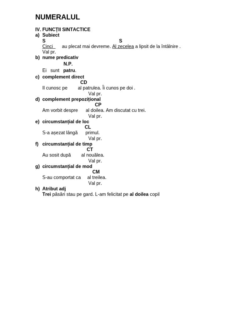 Numeralul Functii Sintactice | PDF