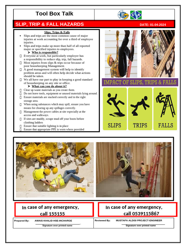 TBT - Slip, Trip & Fall Hazard | PDF