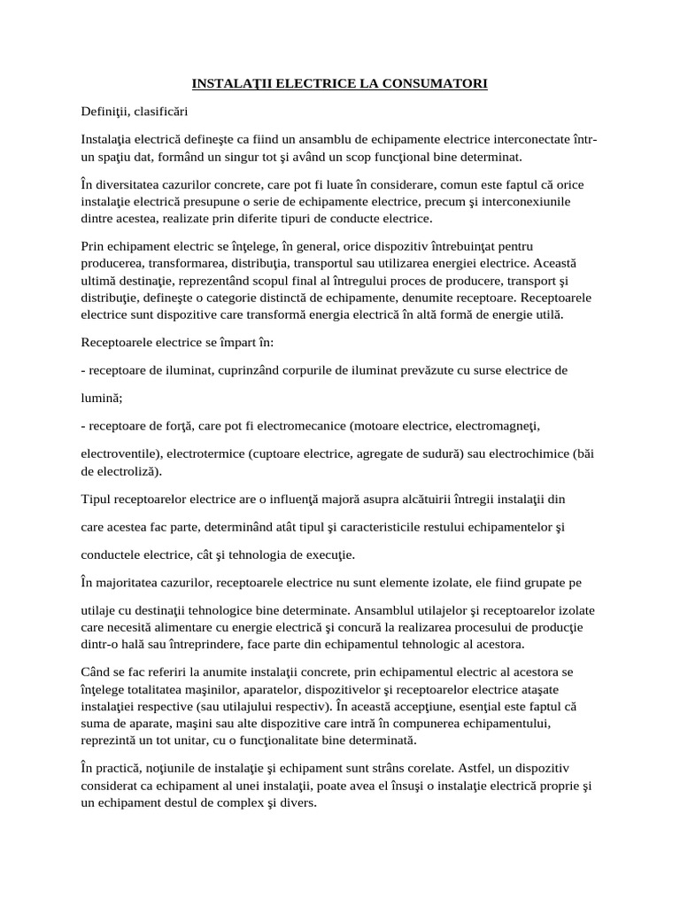 Instalatii Electrice | PDF