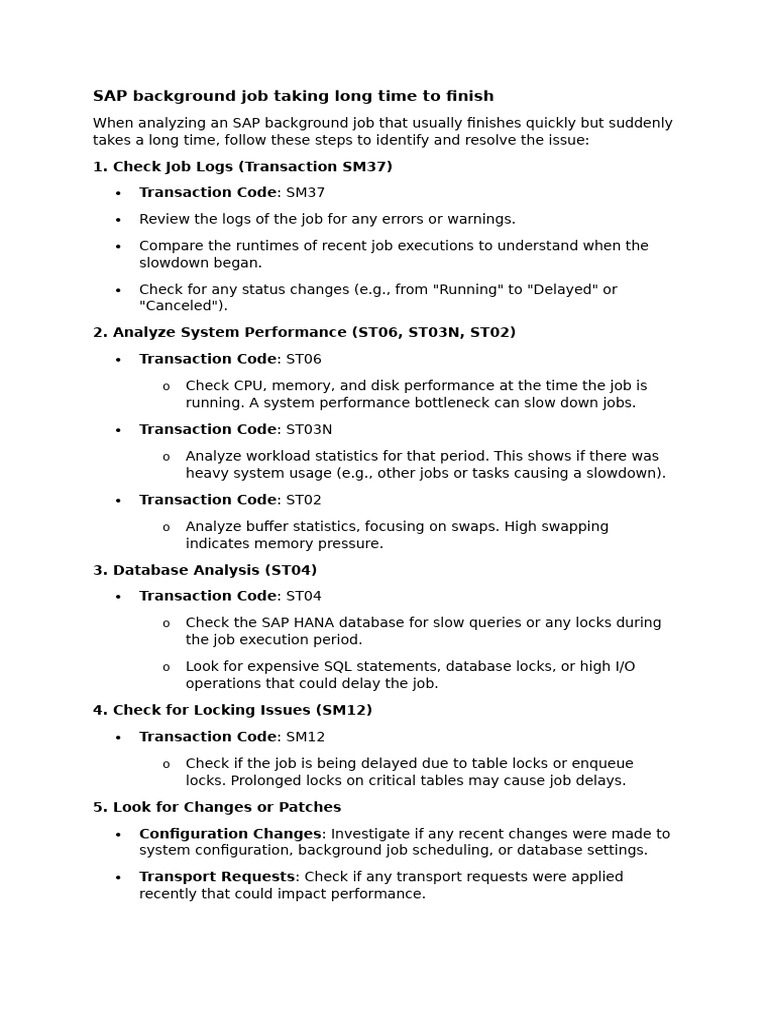 SAP Background Job Taking Long Time To Finish | PDF | Database Transaction | Databases
