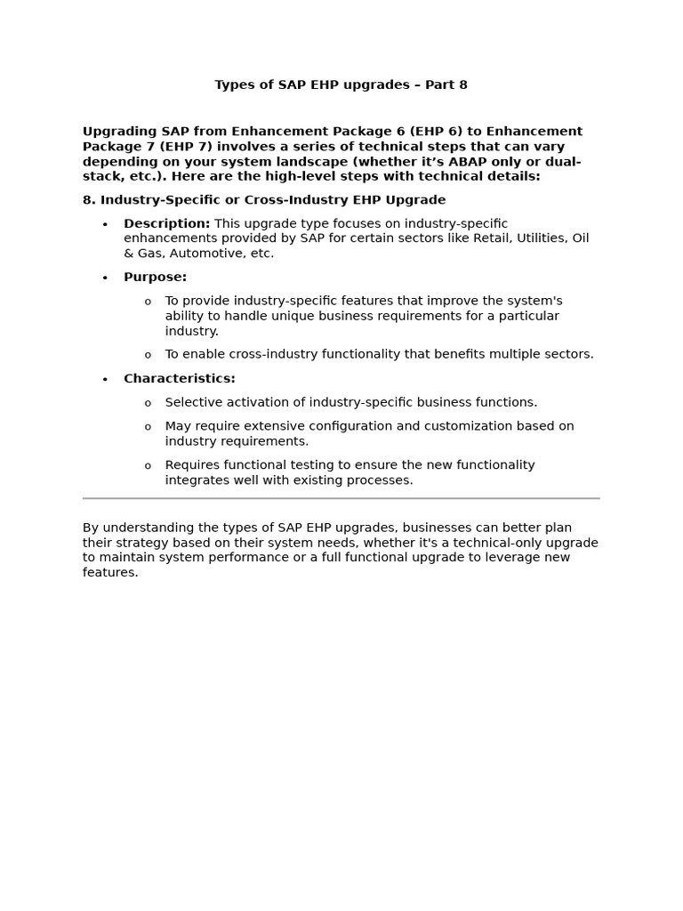 SAP EHP 8 Upgrade Overview | PDF