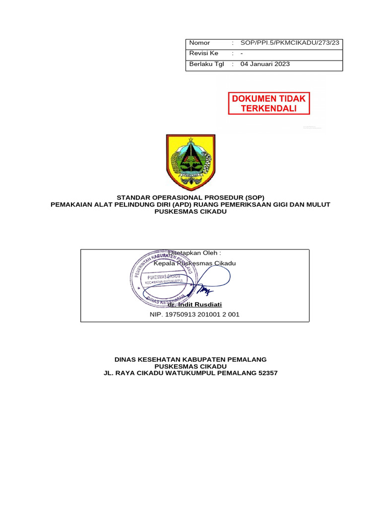 5.5.3 - Sop Pemakaian Apd Gilut | PDF