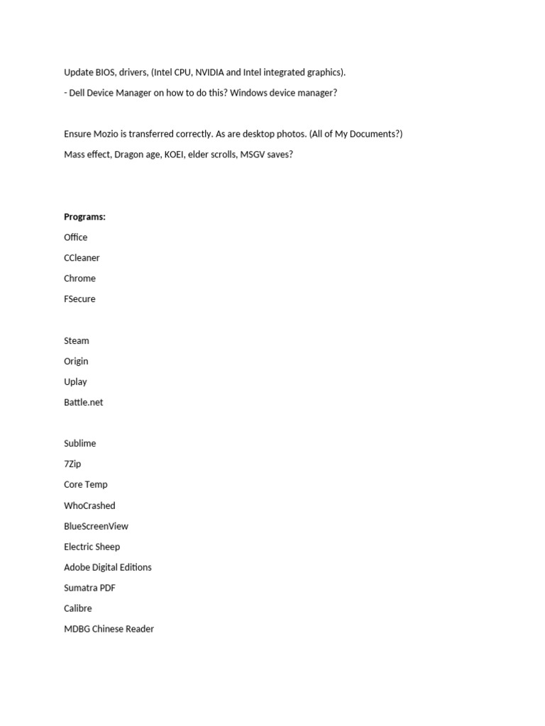 PC Computer Upgrade List | PDF