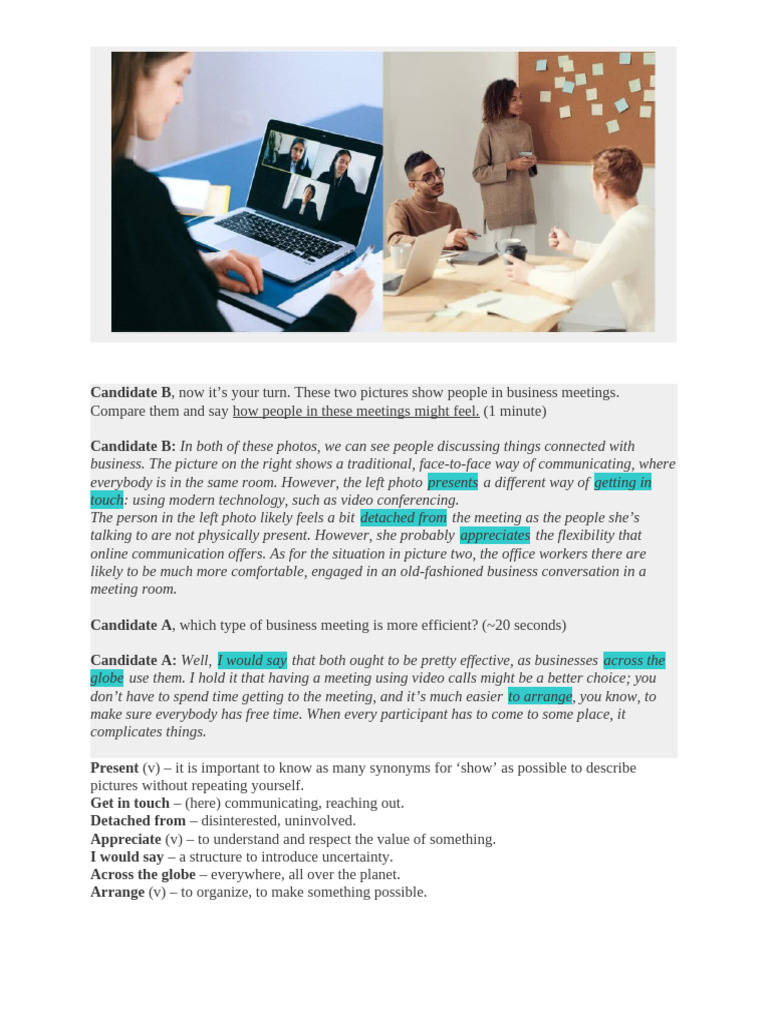 FCE Speaking Part 2 Topic 6 | PDF