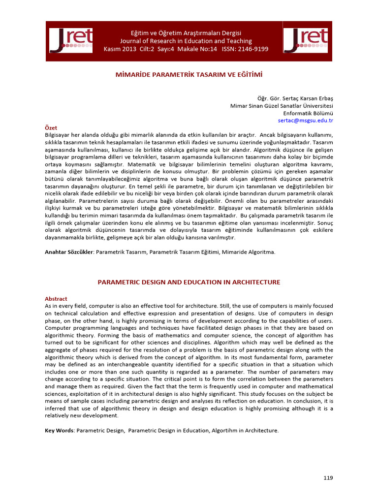 Mi̇mari̇de Parametri̇k Tasarim Ve Eği̇ti̇mi̇ | PDF